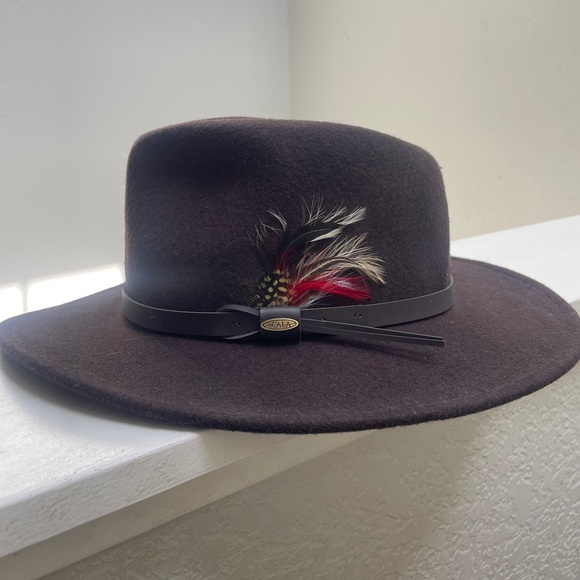 Scala | Accessories | Felt Hat With Feathers | Poshmark